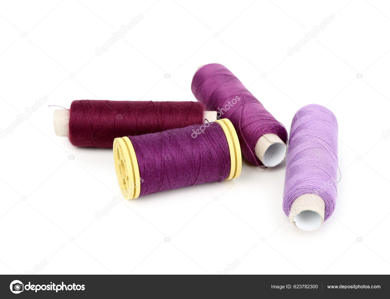 Colorful Sewing Thread Spools Isolated White Background — Stock Photo ...