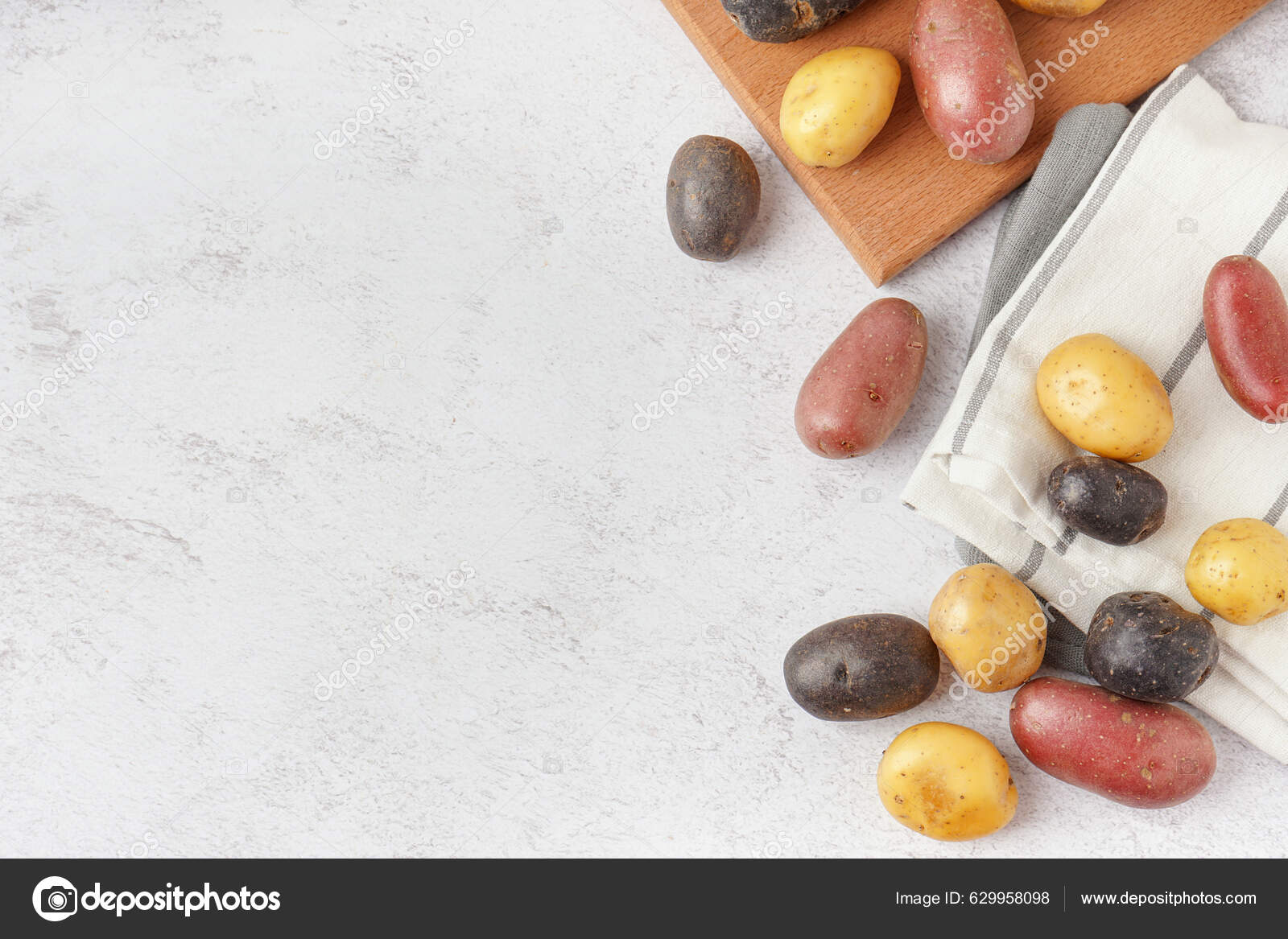Different Types Raw Potatoes Light Background — Stock Photo © serezniy ...
