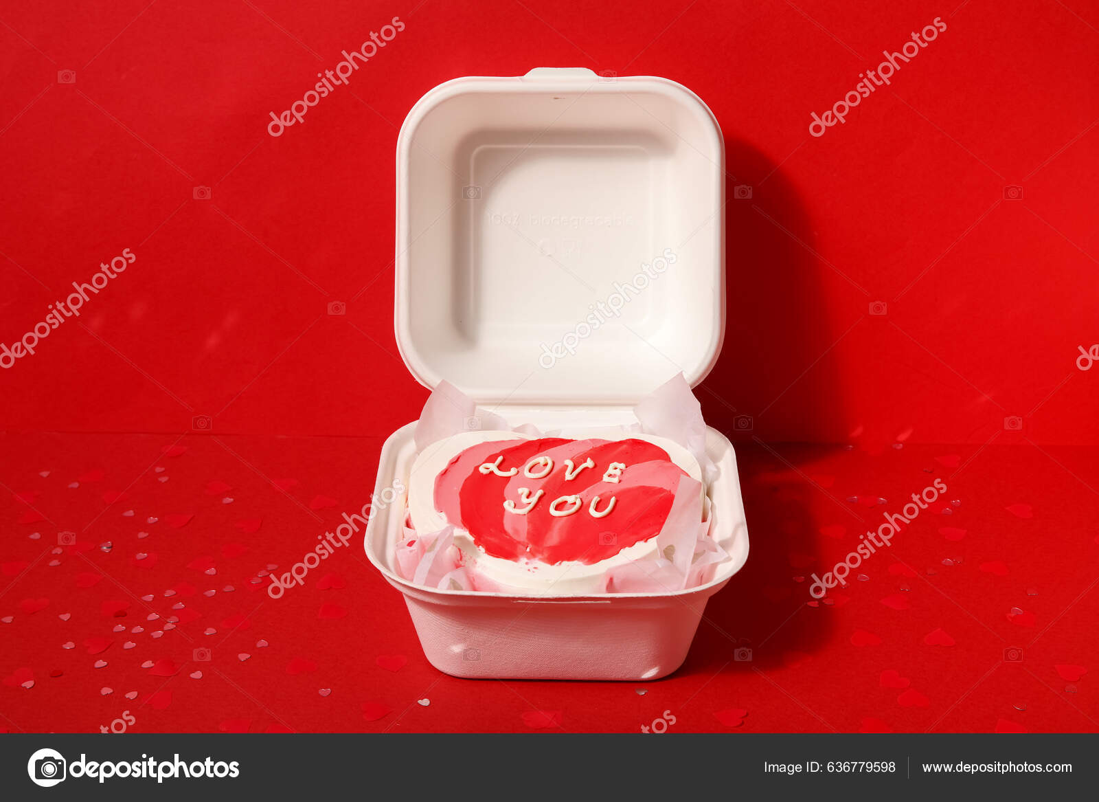 Lunch Box Heart Shaped Bento Cake Valentine's Day Red Background ...