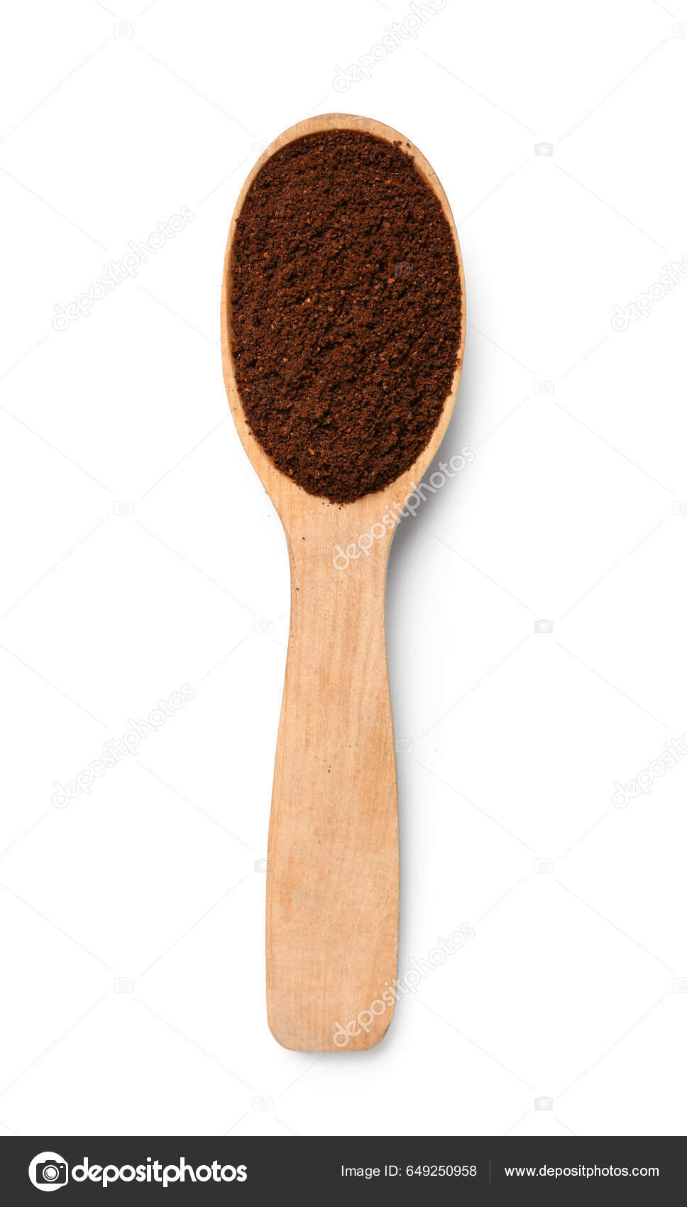 Wooden Spoon Coffee Powder Isolated White Background — Stock Photo ...