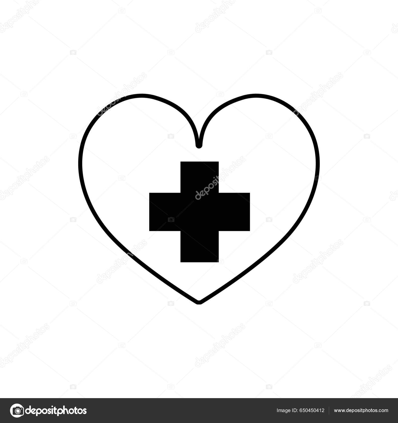 Corazón Con Cruz Sobre Fondo Blanco Vector de stock por ©serezniy 650450412