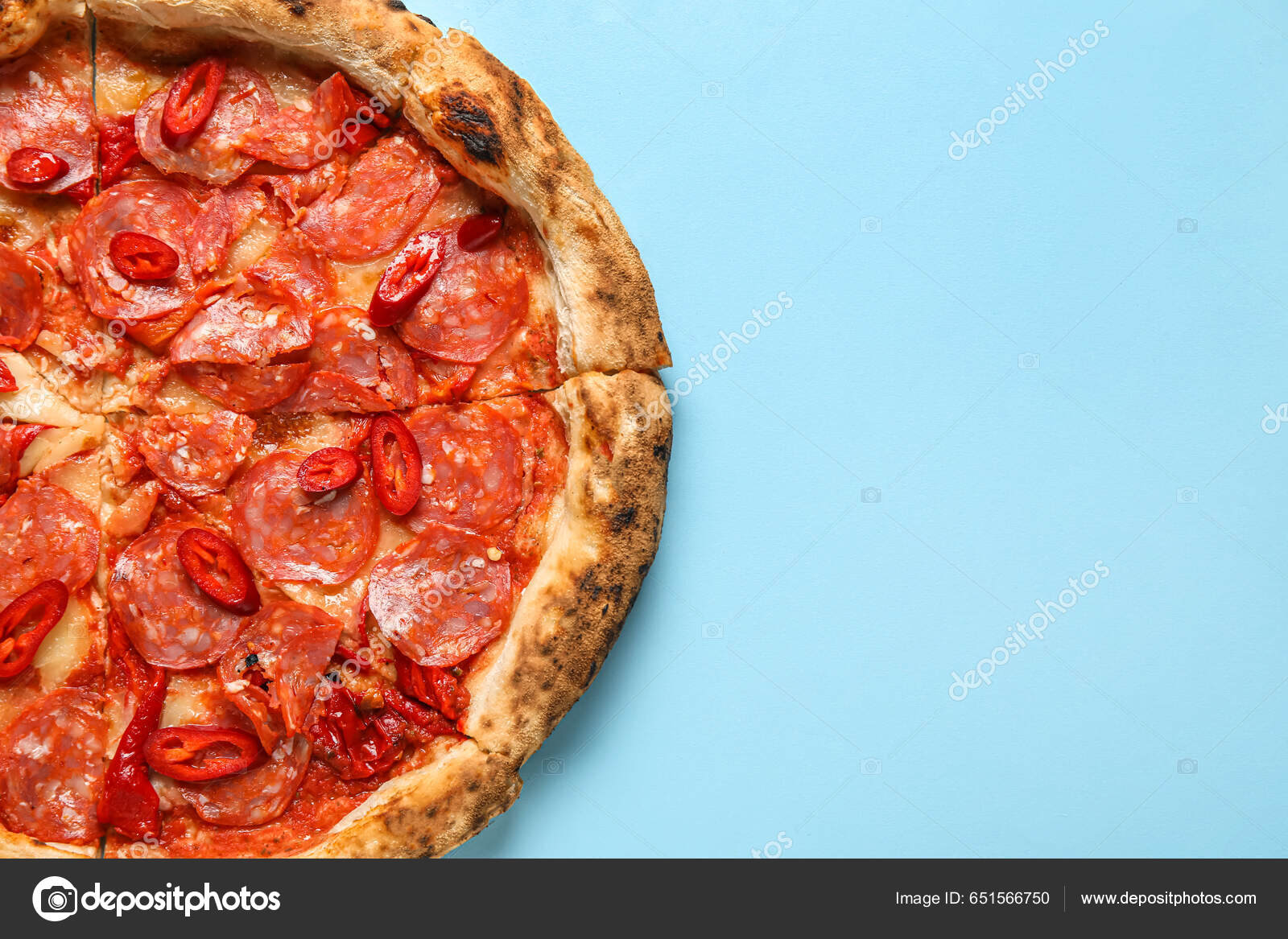 Delicious Pepperoni Pizza Blue Background — Stock Photo © serezniy ...
