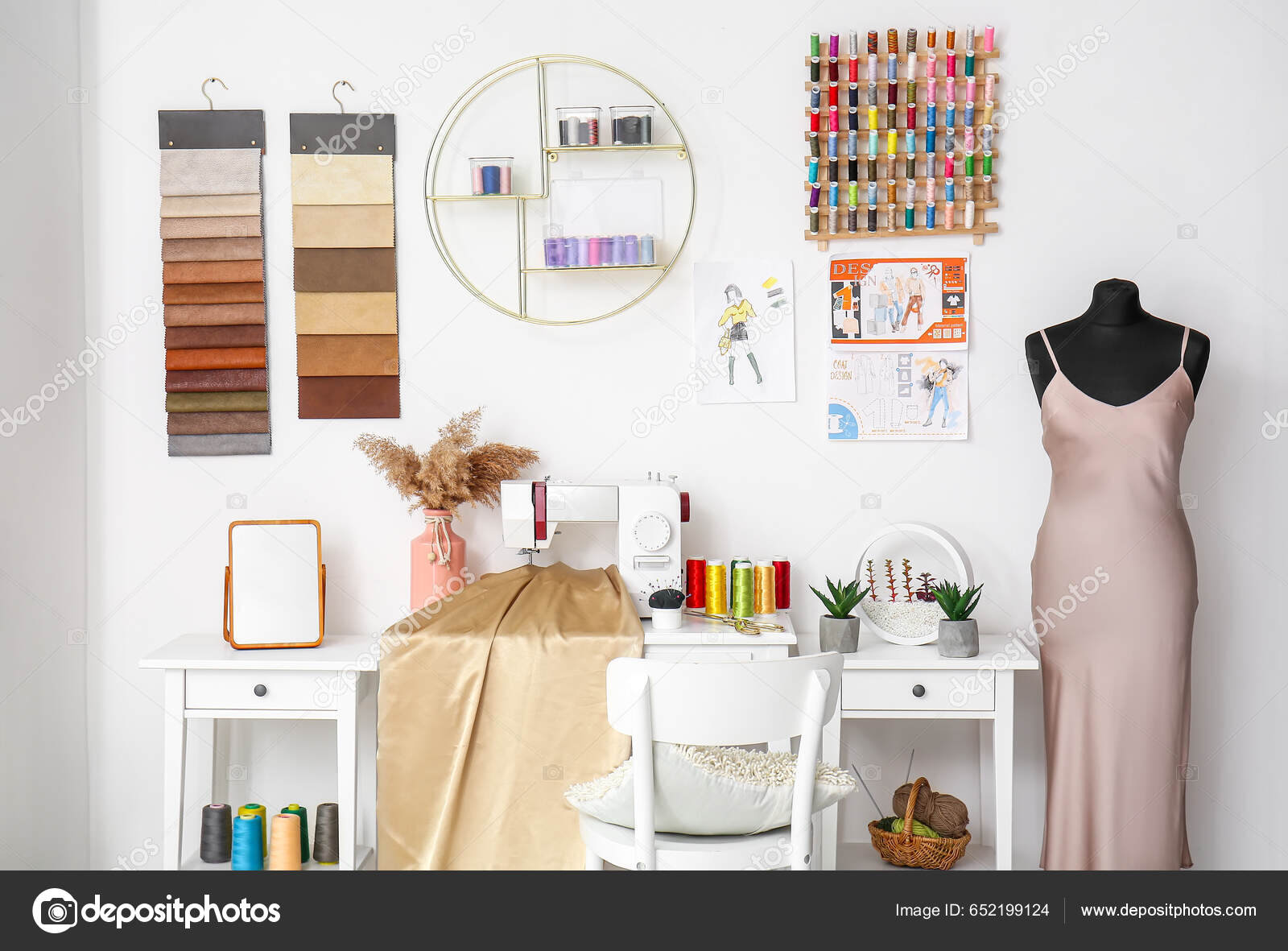 Interior Atelier Tailor's Workplace Shelf Mannequin — Stock Photo ...