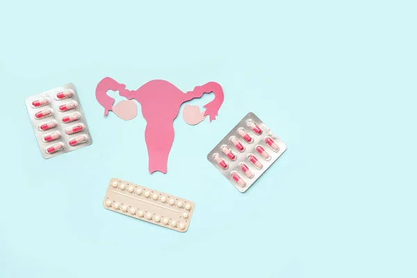 Hormonal Medications Visible Cut Pink Paper Shape Uterus Lilac ...