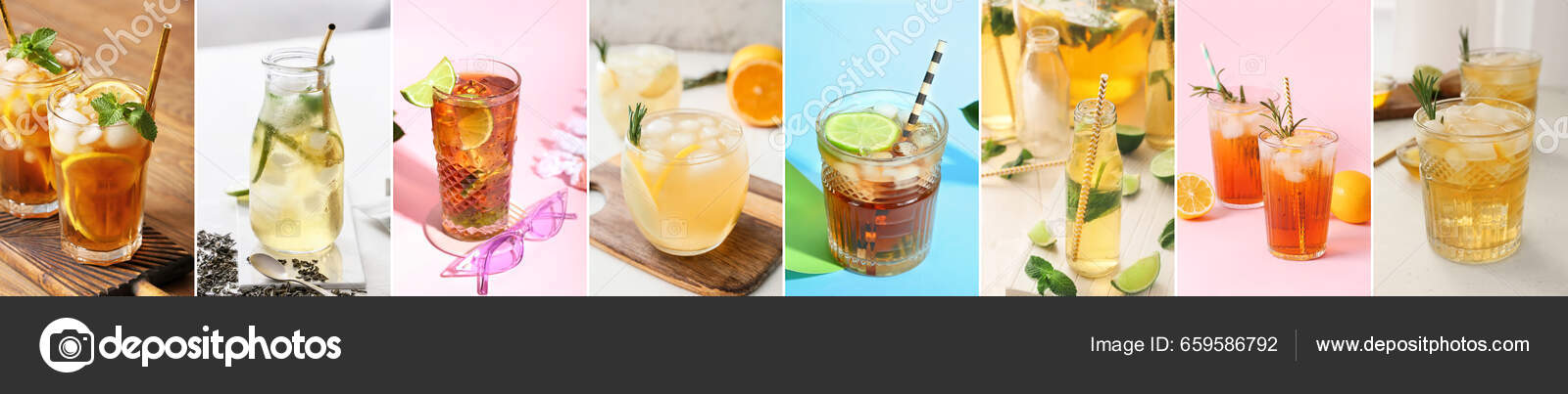 Set Tasty Cold Ice Tea — Stock Photo © serezniy #659586792