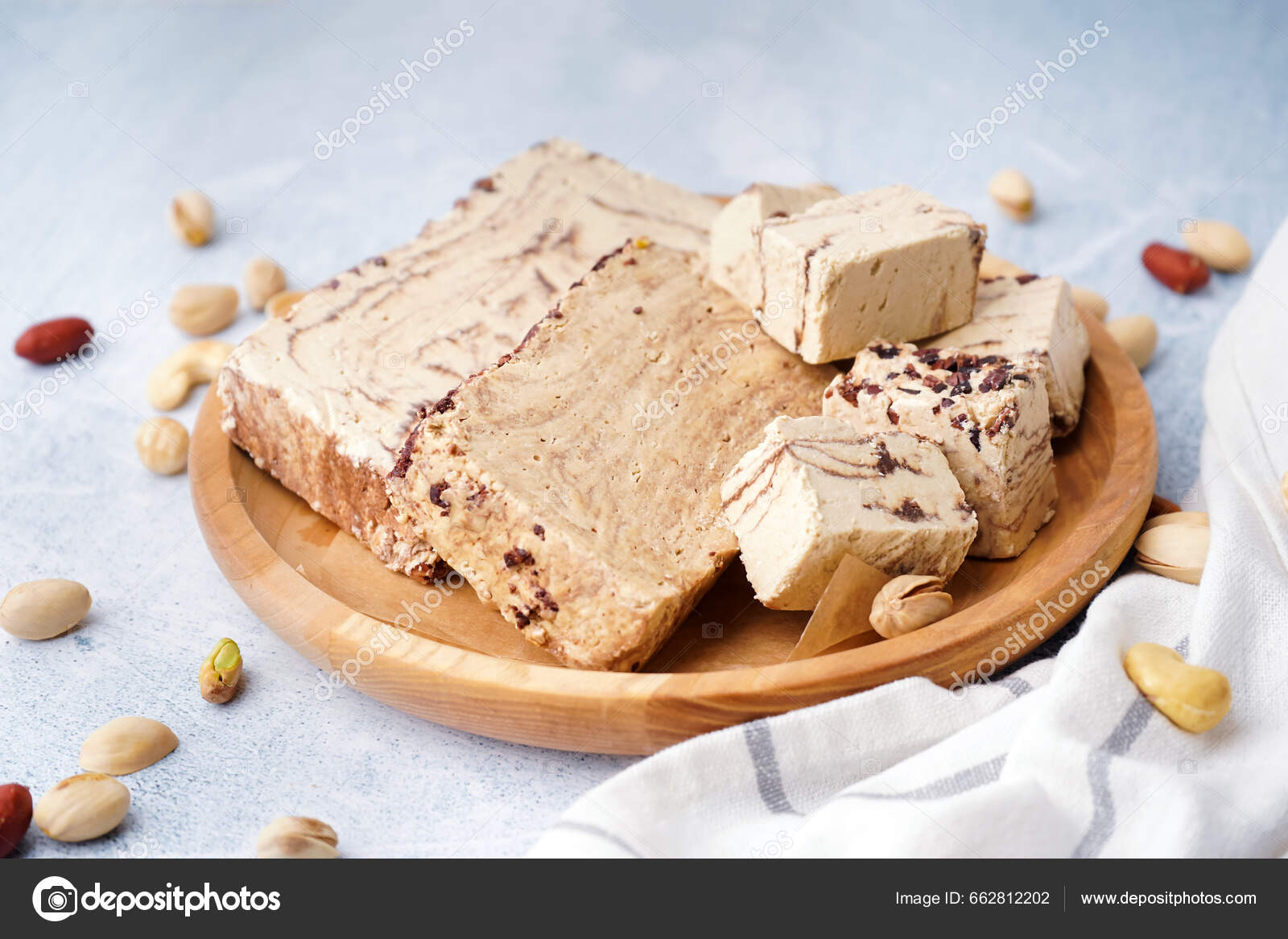 Plate Pieces Tasty Marble Halva Light Background — Stock Photo ...