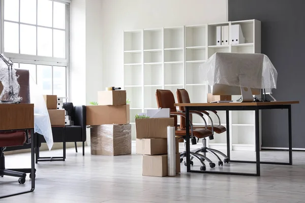 Interior Office Cardboard Boxes Moving Day — Stock Photo © serezniy ...