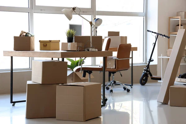 Interior Office Cardboard Boxes Moving Day — Stock Photo © serezniy ...
