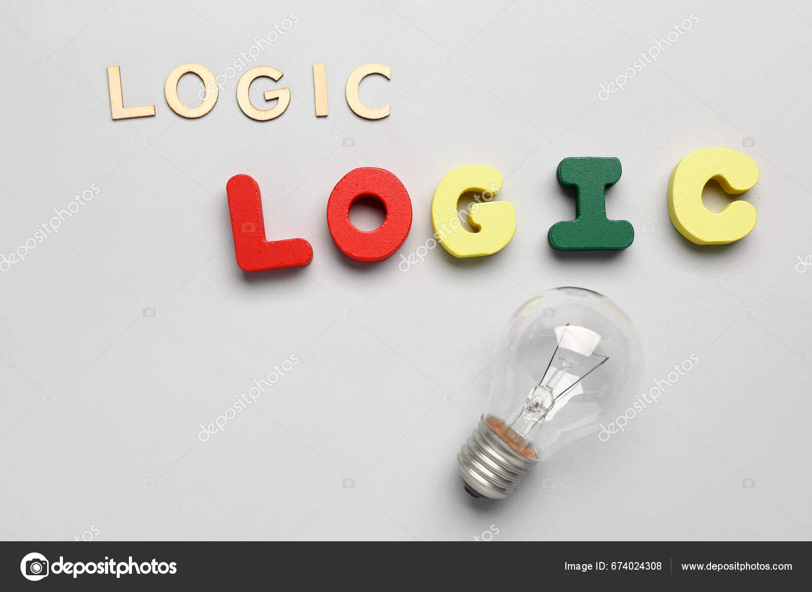 Words Logic Light Bulb Light Background Stock Photo by ©serezniy 674024308