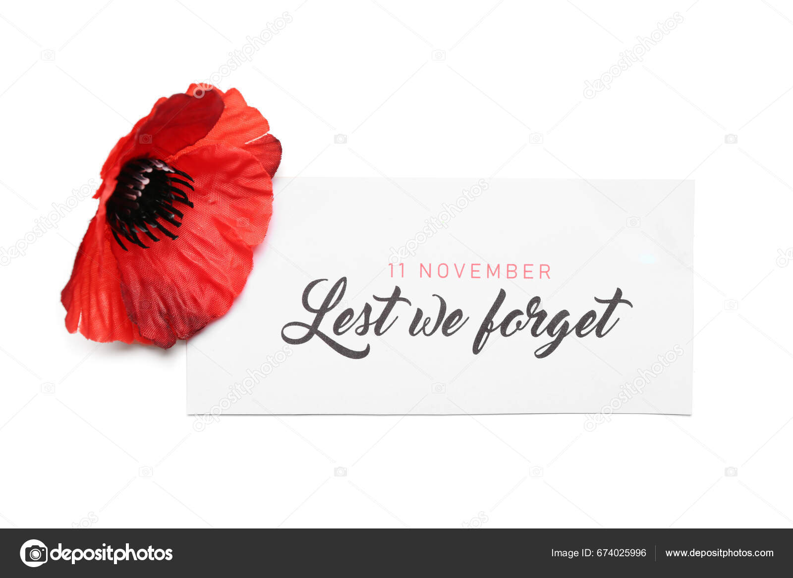 Red Poppy Flower Card Isolated White Background Remembrance Day Canada ...