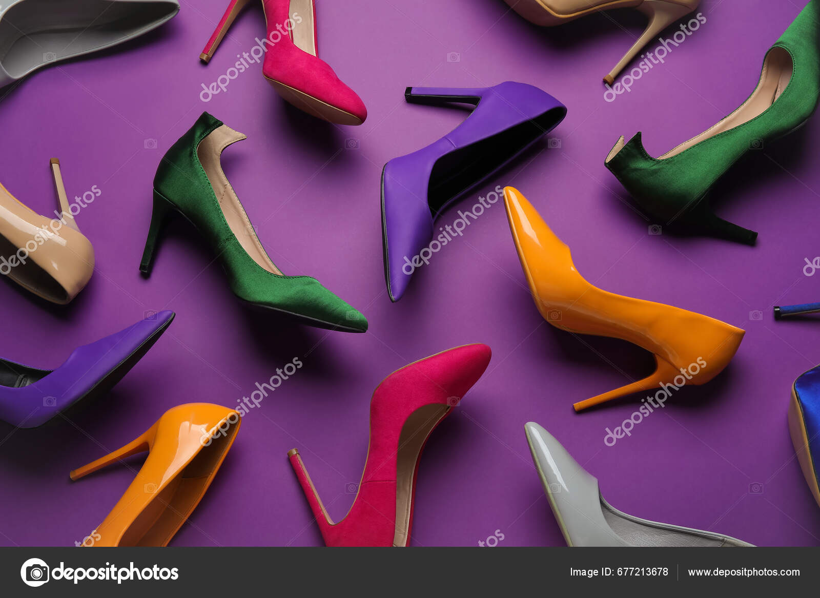 Different Stylish High Heels Purple Background — Stock Photo © serezniy ...