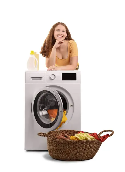 Girl washing machine Stock Photos, Royalty Free Girl washing machine ...