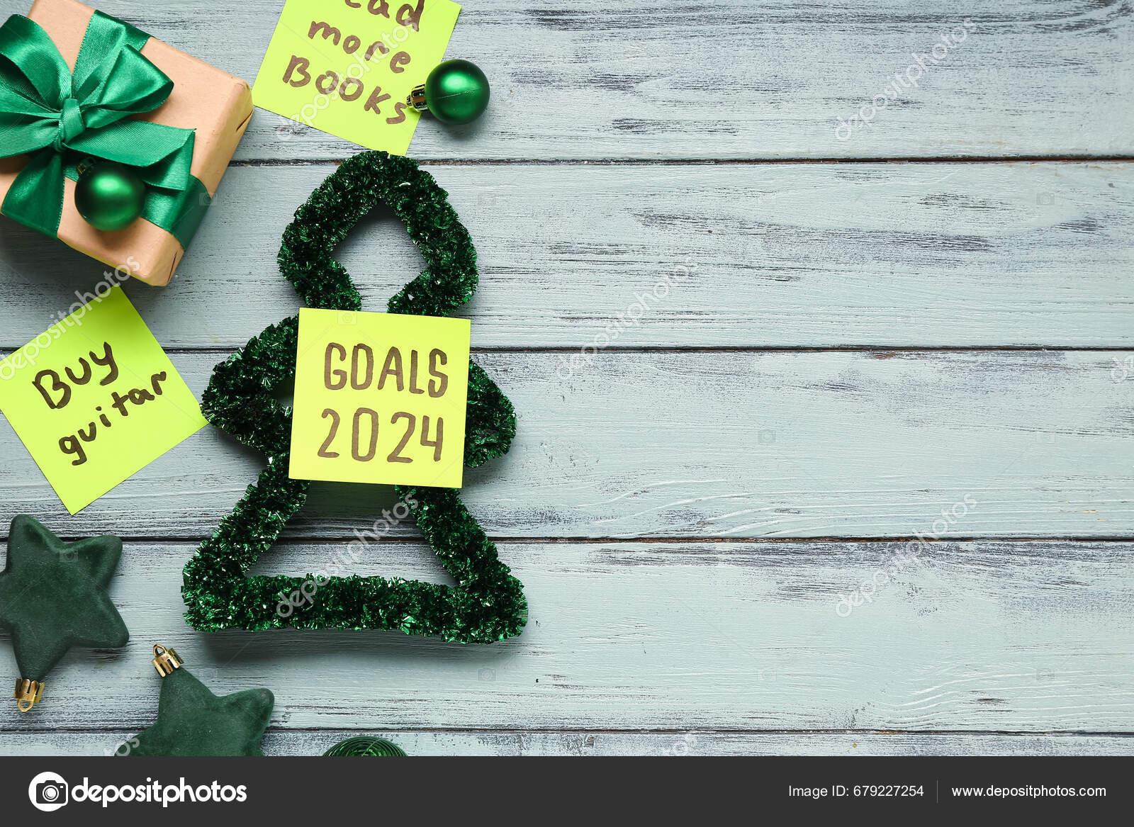 Sticky Notes Different Goals 2024 Gift Box Christmas Decorations Grey ...