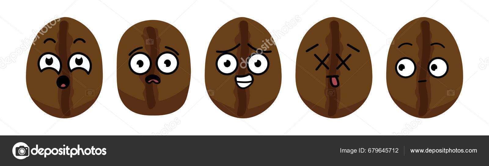 Set Emotional Coffee Beans White Background Stock Vector by ©serezniy ...
