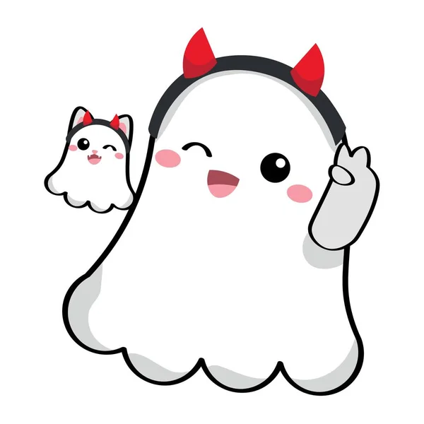 Cute Ghost White Background Stock Vector by ©serezniy 679652692