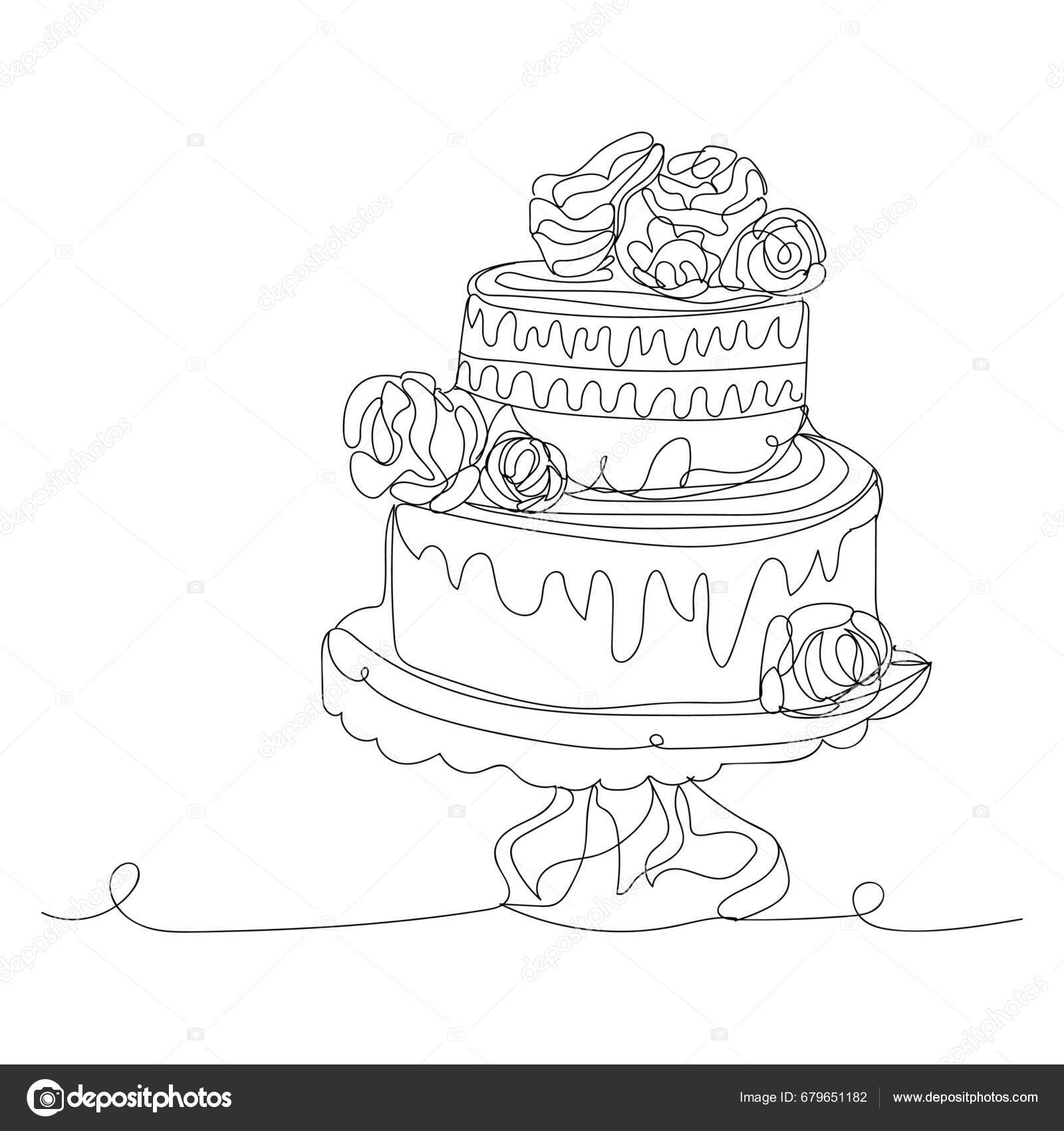Beautiful Drawn Cake White Background Stock Vector by ©serezniy 679651182
