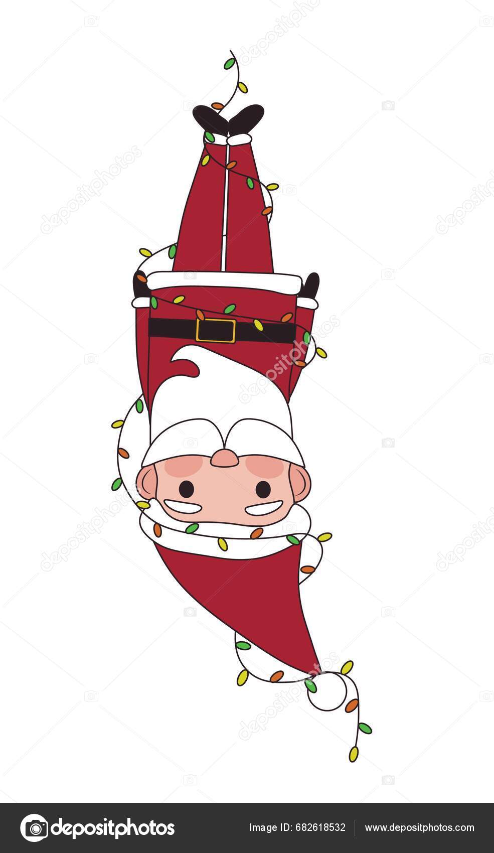 Hanging Santa Claus Tied Christmas Garland White Background Stock ...