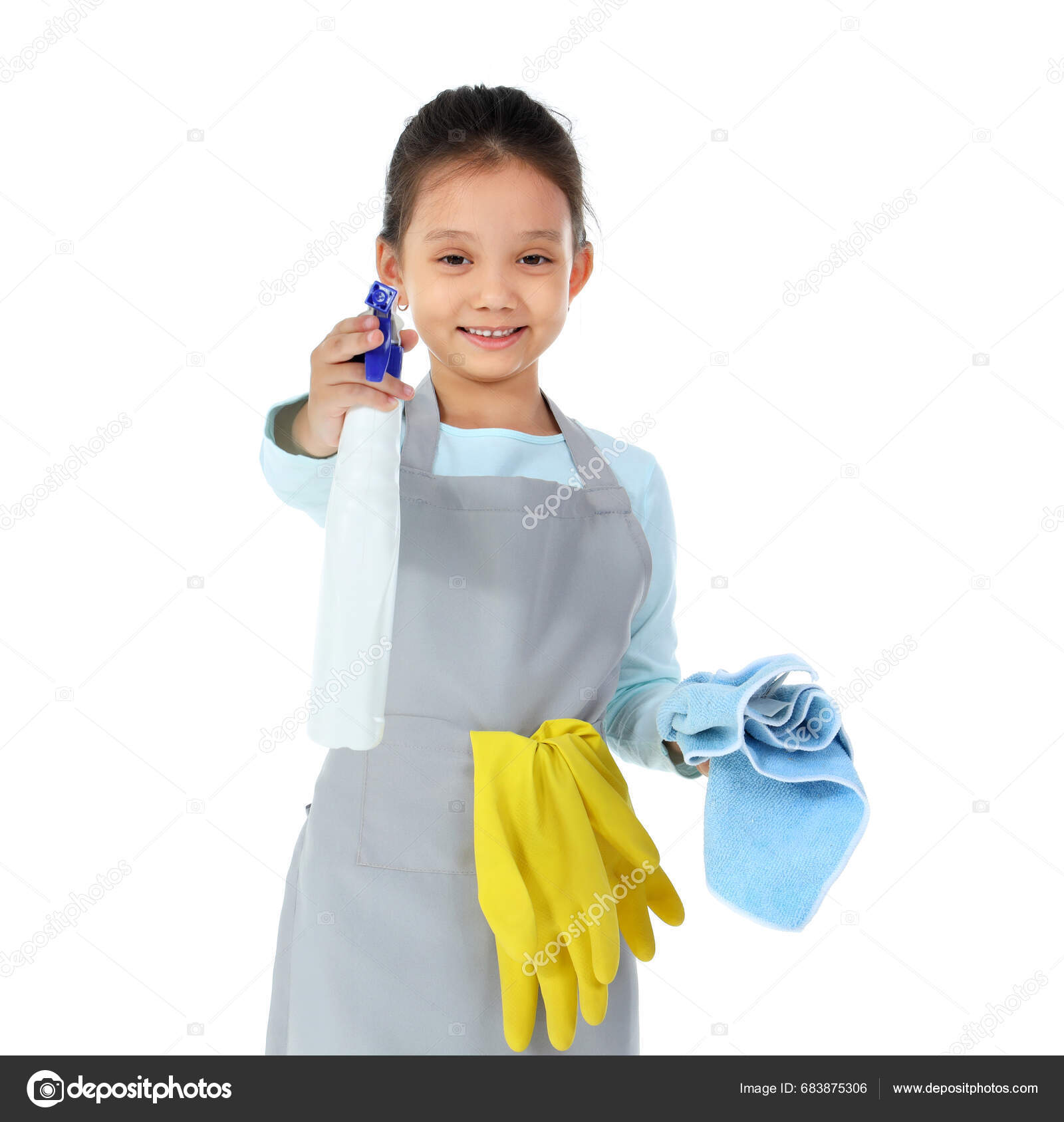 Cute Little Janitor Detergent Rag White Background — Stock Photo ...