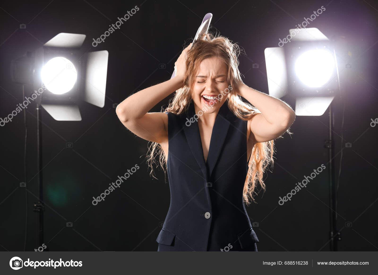 Beautiful Actress Film Script Dark Background — Stock Photo © serezniy ...