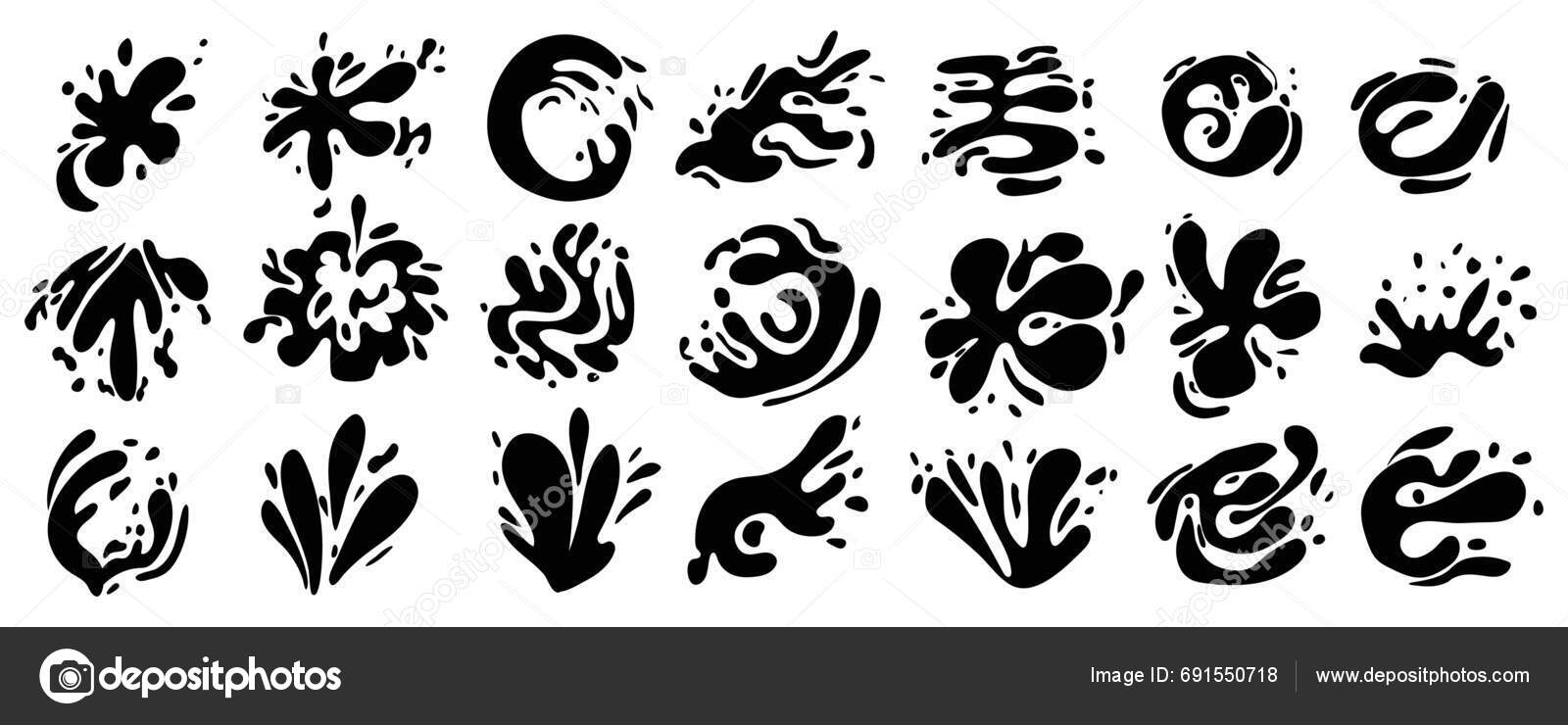 Set Black Splashes White Background Stock Vector by ©serezniy 691550718