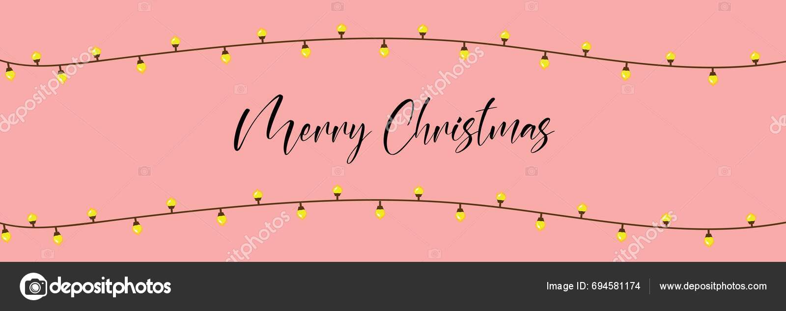 Beautiful Christmas Lights Text Merry Christmas Pink Background Stock ...