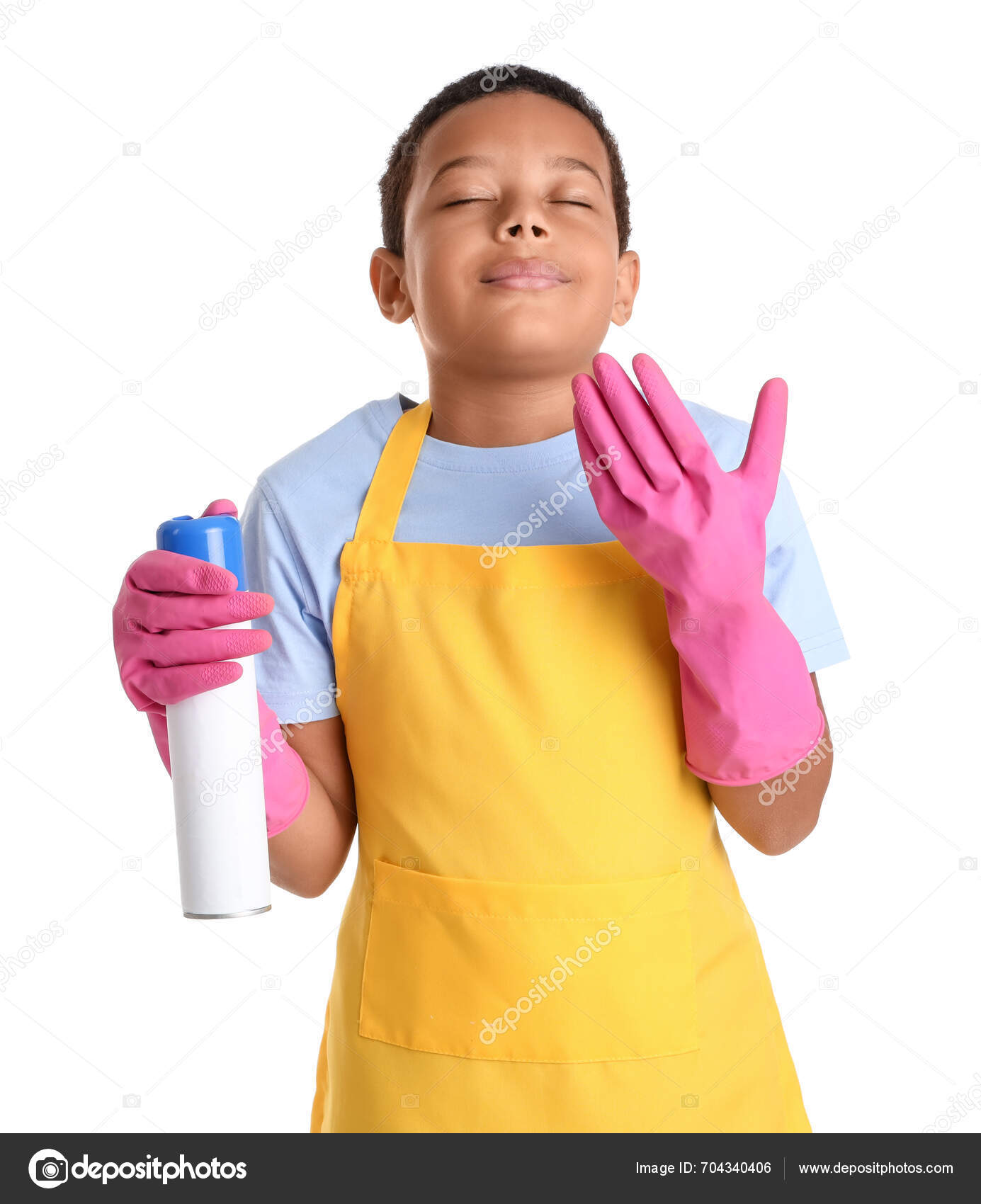 Little African American Boy Enjoying Smell Air Freshener White ...