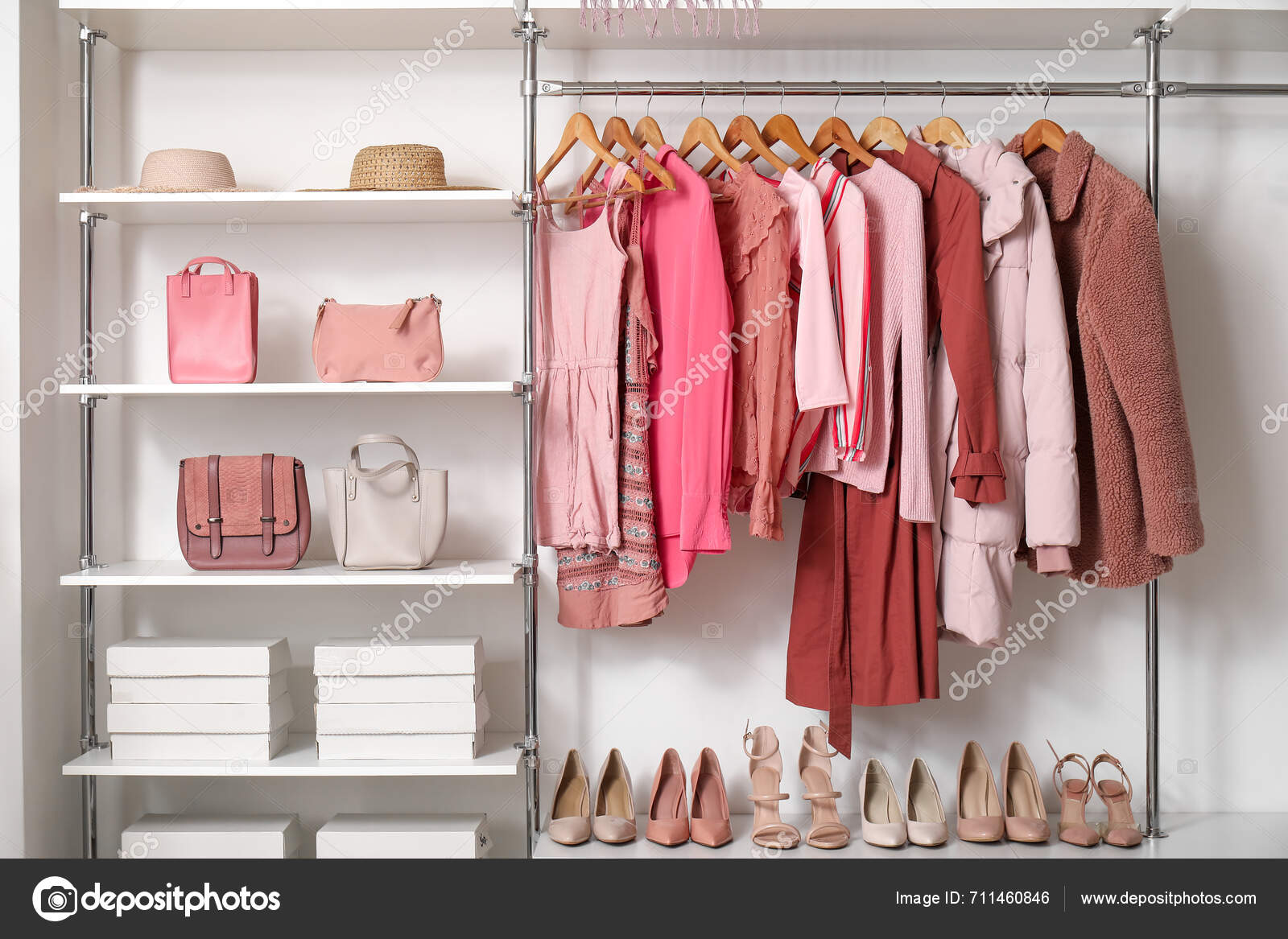 Rack Stylish Clothes Modern Woman's Wardrobe — Stock Photo © serezniy ...