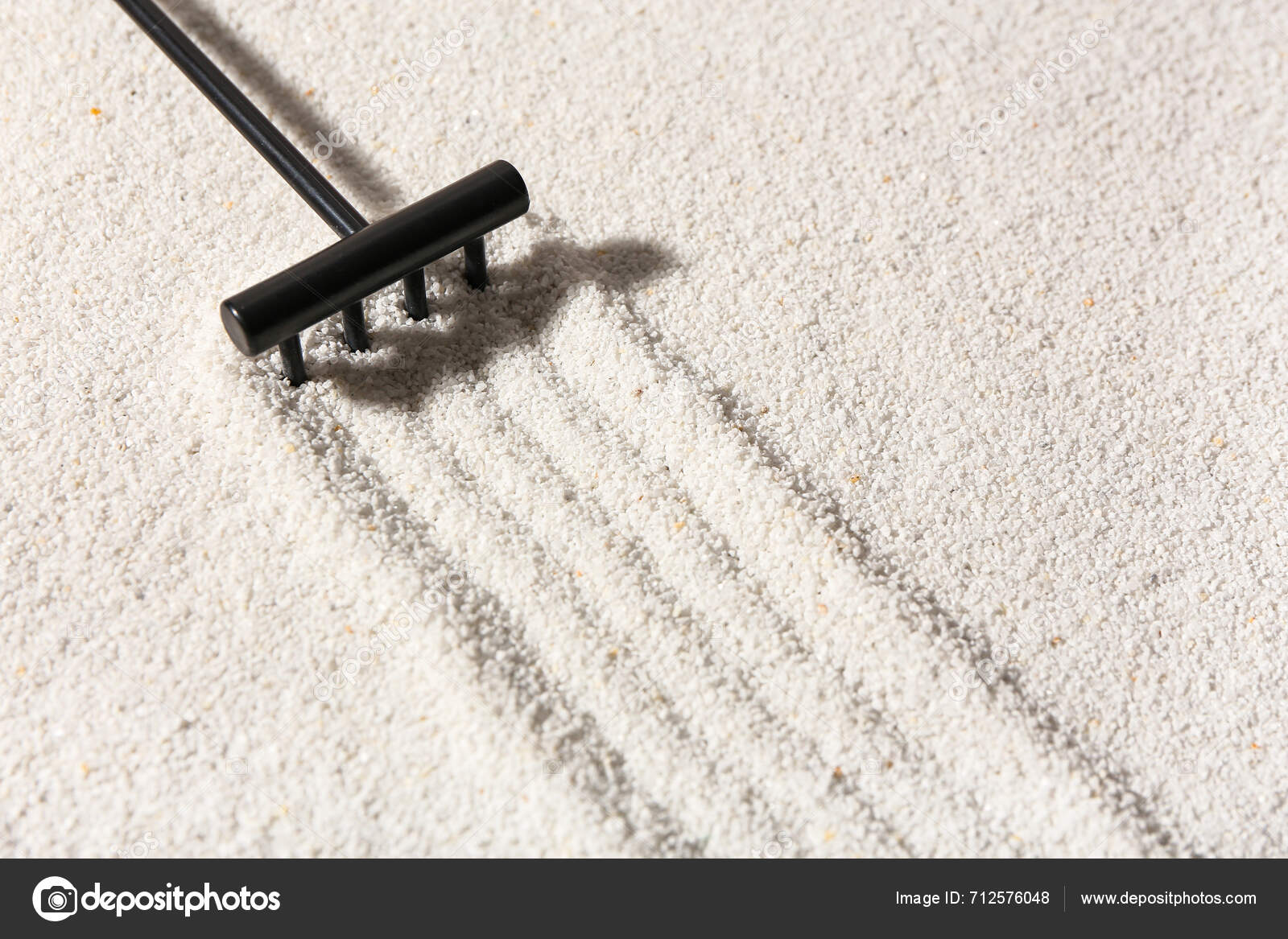 Rake Making Lines Sand Japanese Rock Garden Zen Concept — Stock Photo ...