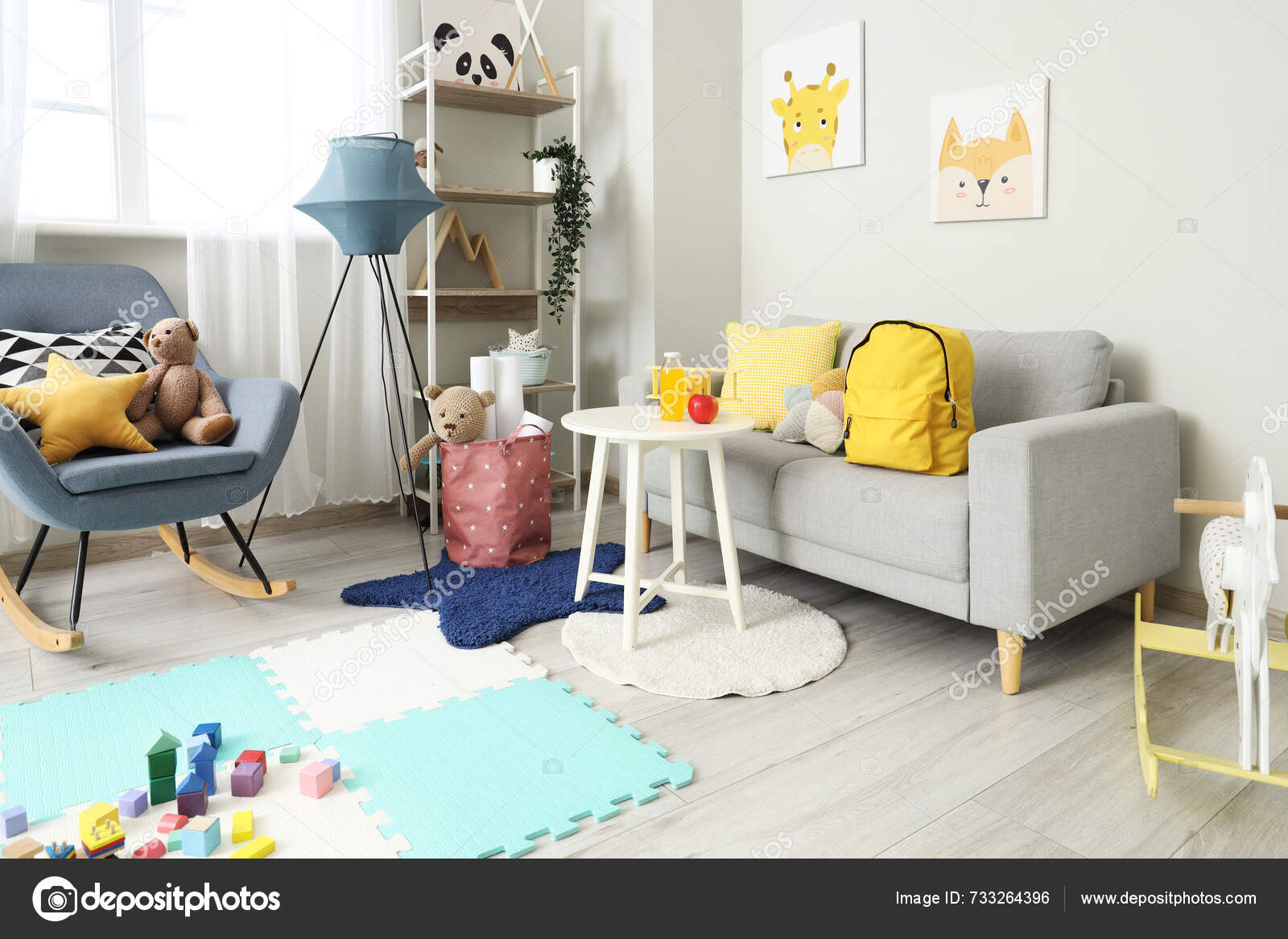 Interior Children's Room Backpack Sofa Table — Stock Photo © serezniy ...