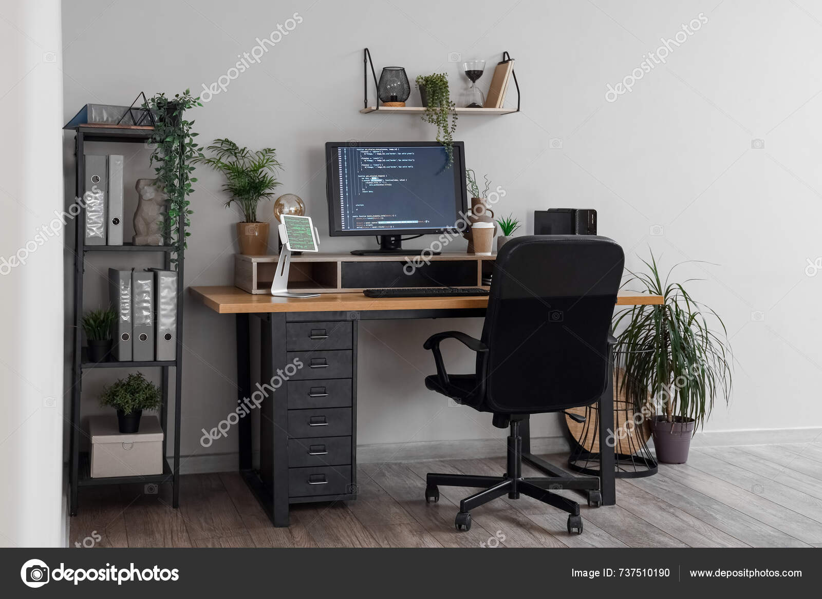 Modern Workplace Programmer Computer Armchair Office — Stock Photo ...