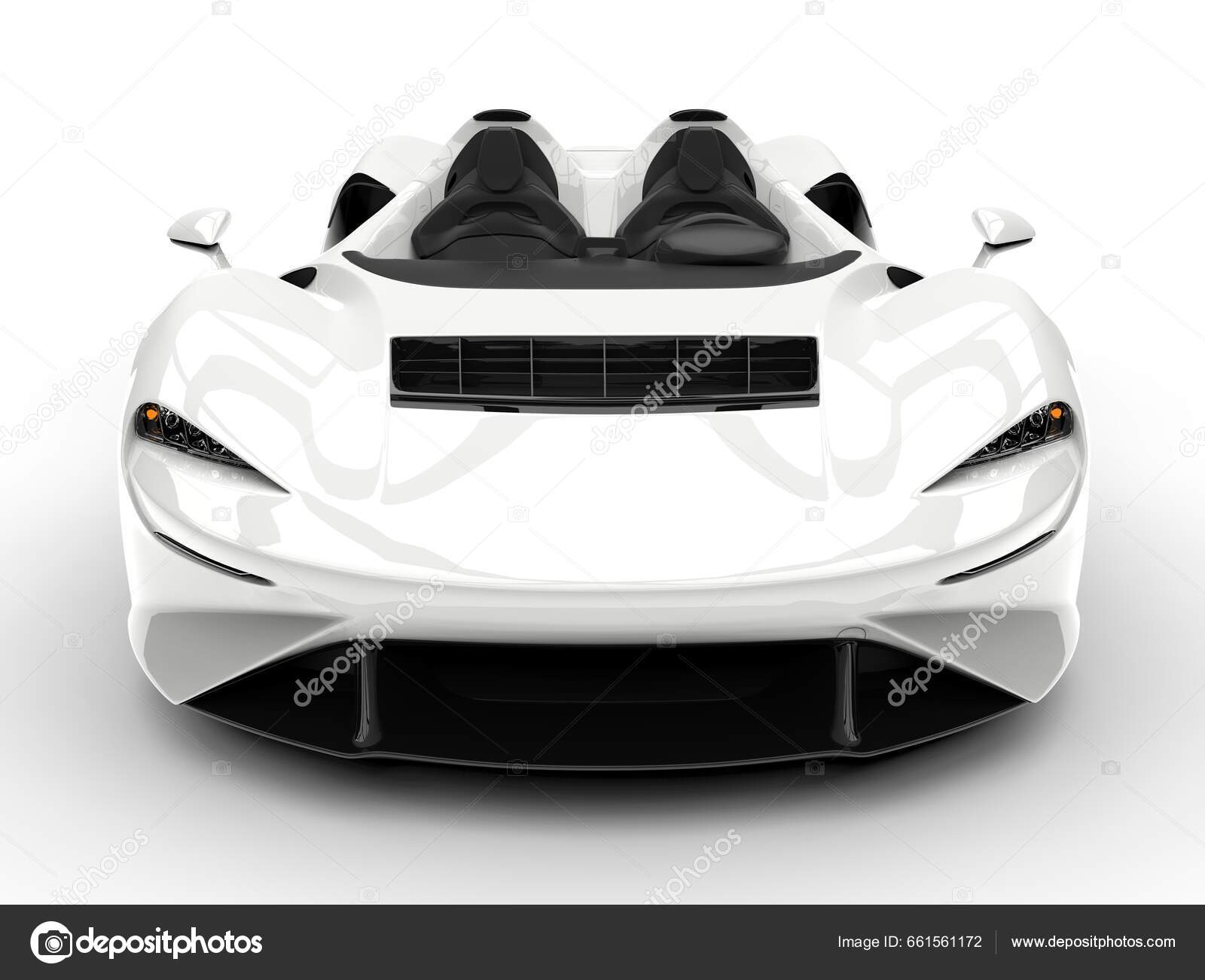 White Modern Luxury Concept Super Car Convertible Front View Closeup ...