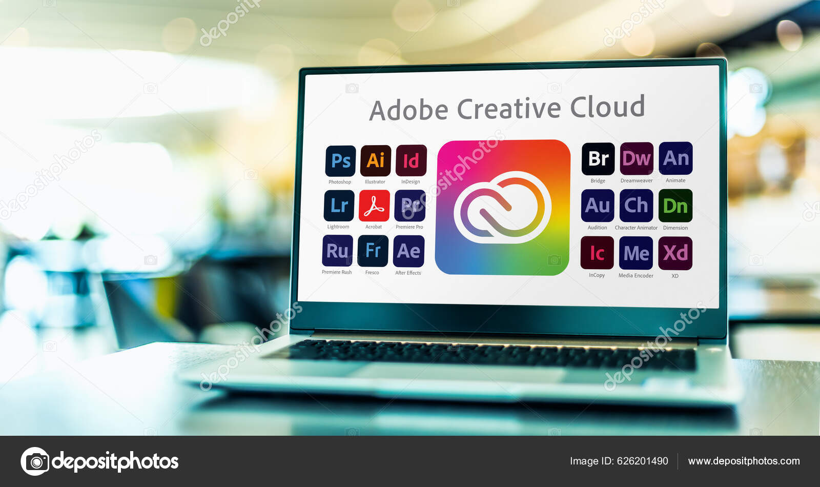 Poznan Pol Dic 2022 Computadora Portátil Que Muestra Logotipos Adobe ...