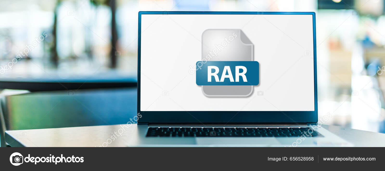 Laptop Computer Displaying Icon Rar File — Stock Photo © monticello ...