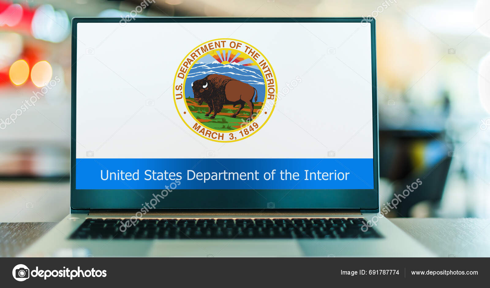 Poznan Pol Dec 2023 Laptop Computer Displaying Seal United States ...