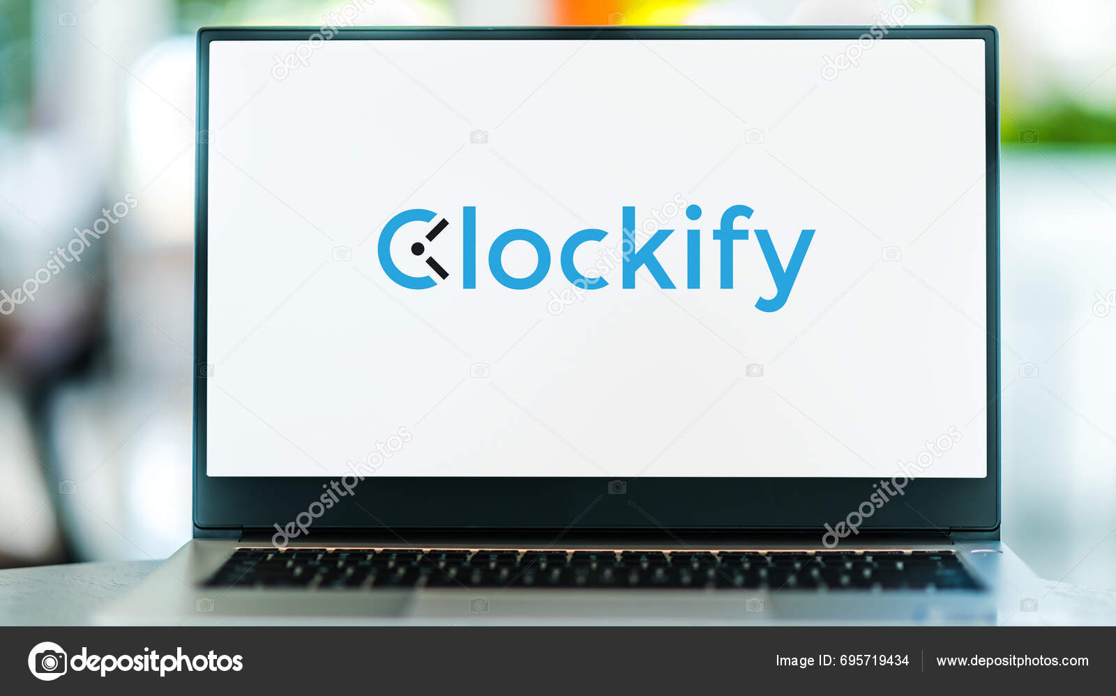 Poznan Pol Dec 2023 Laptop Computer Displaying Logo Clockify Free ...