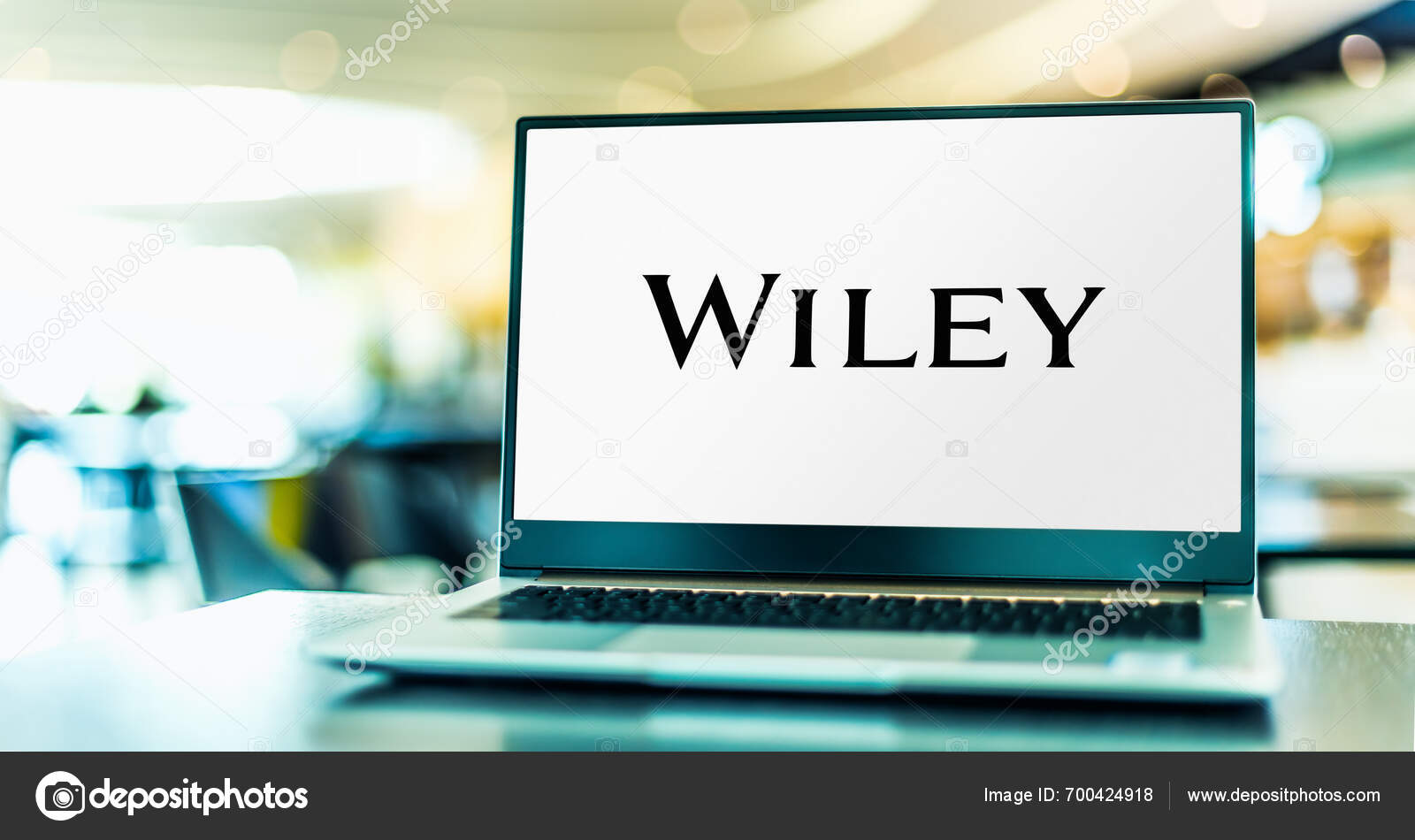 Poznan Pol Jan 2024 展示Wiley标志的笔记本电脑 Wiley是一家致力于学术出版和教学材料的跨国出版公司 —— 库存社论 ...