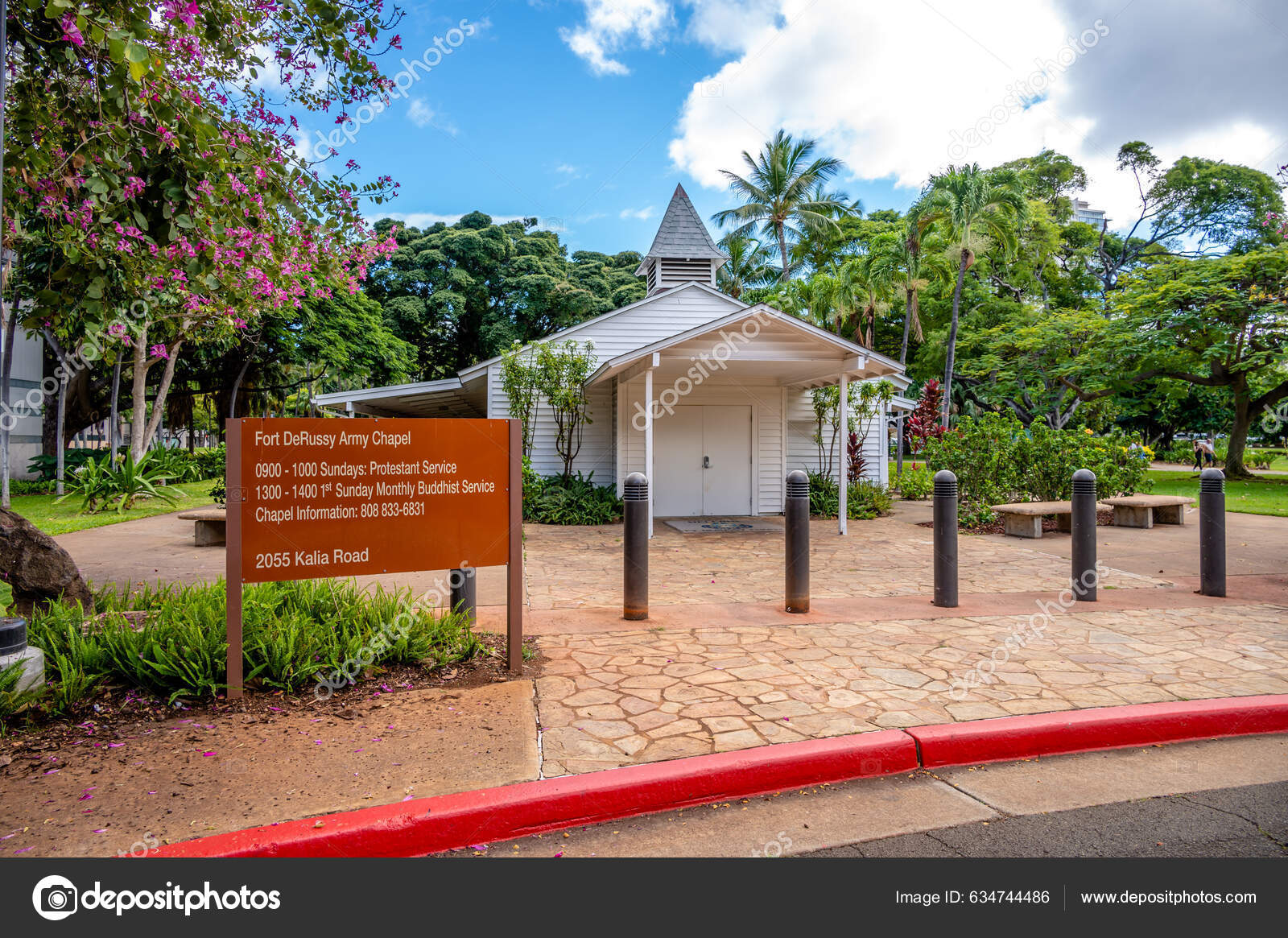 Honolulu Hawaii January 2022 Exterior Facade Fort Derussy Army Chapel ...