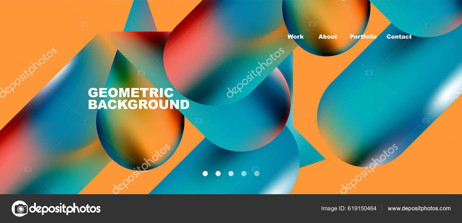 Glassmorphism Landing Page Background Template Colorful Glass Shapes ...