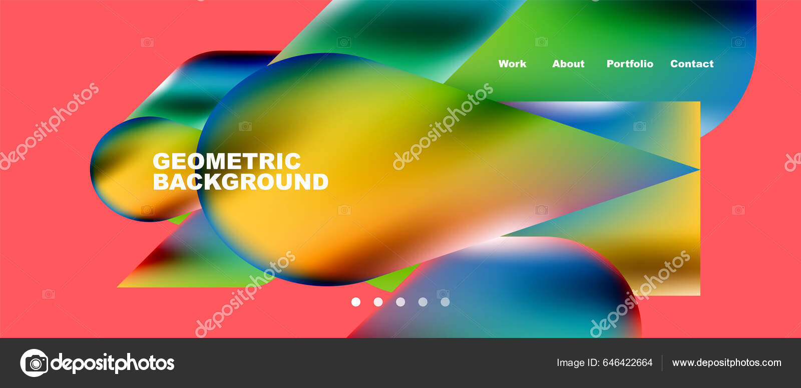 Glassmorphism Landing Page Background Template Colorful Glass Shapes ...