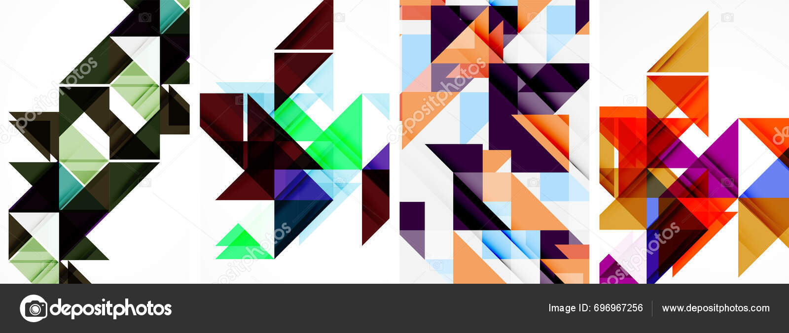 Set Colorful Triangle Poster Cover Template Backgrounds Vector ...