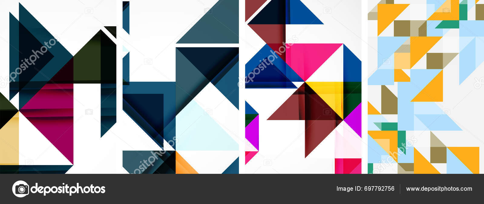 Set Colorful Triangle Poster Cover Template Backgrounds Vector ...