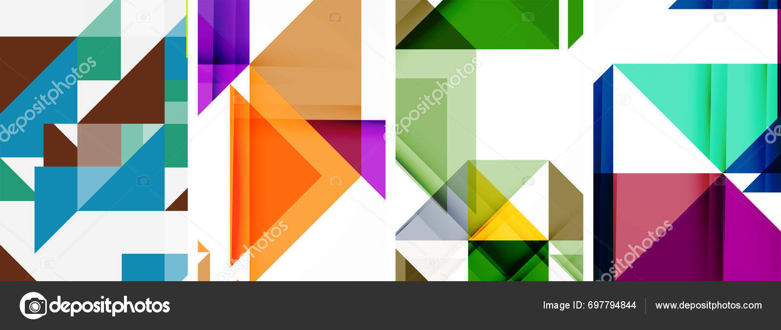 Set Colorful Triangle Poster Cover Template Backgrounds Vector ...