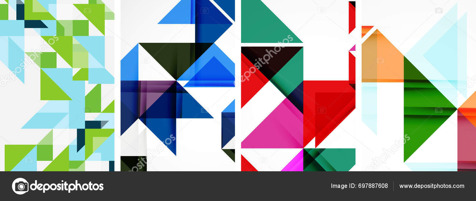 Set Colorful Triangle Poster Cover Template Backgrounds Vector ...