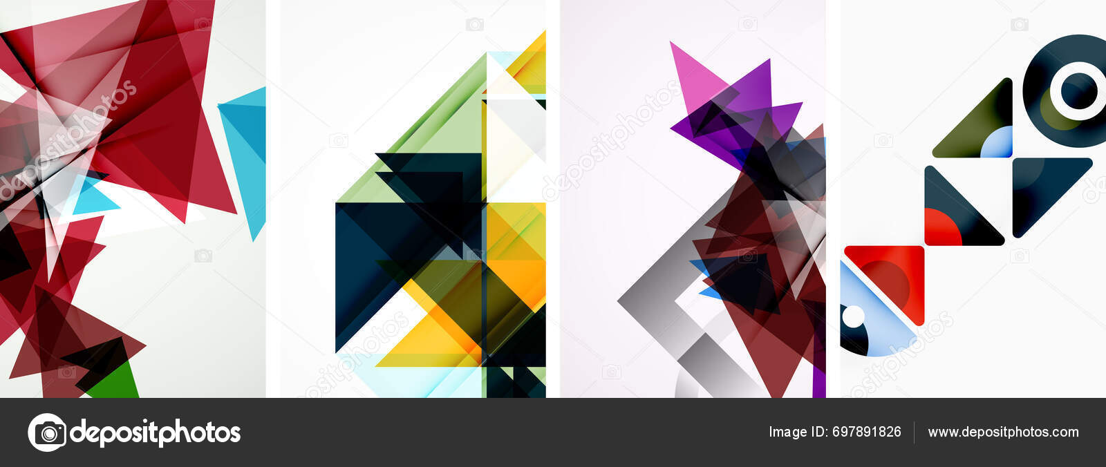 Set Colorful Triangle Poster Cover Template Backgrounds Vector ...