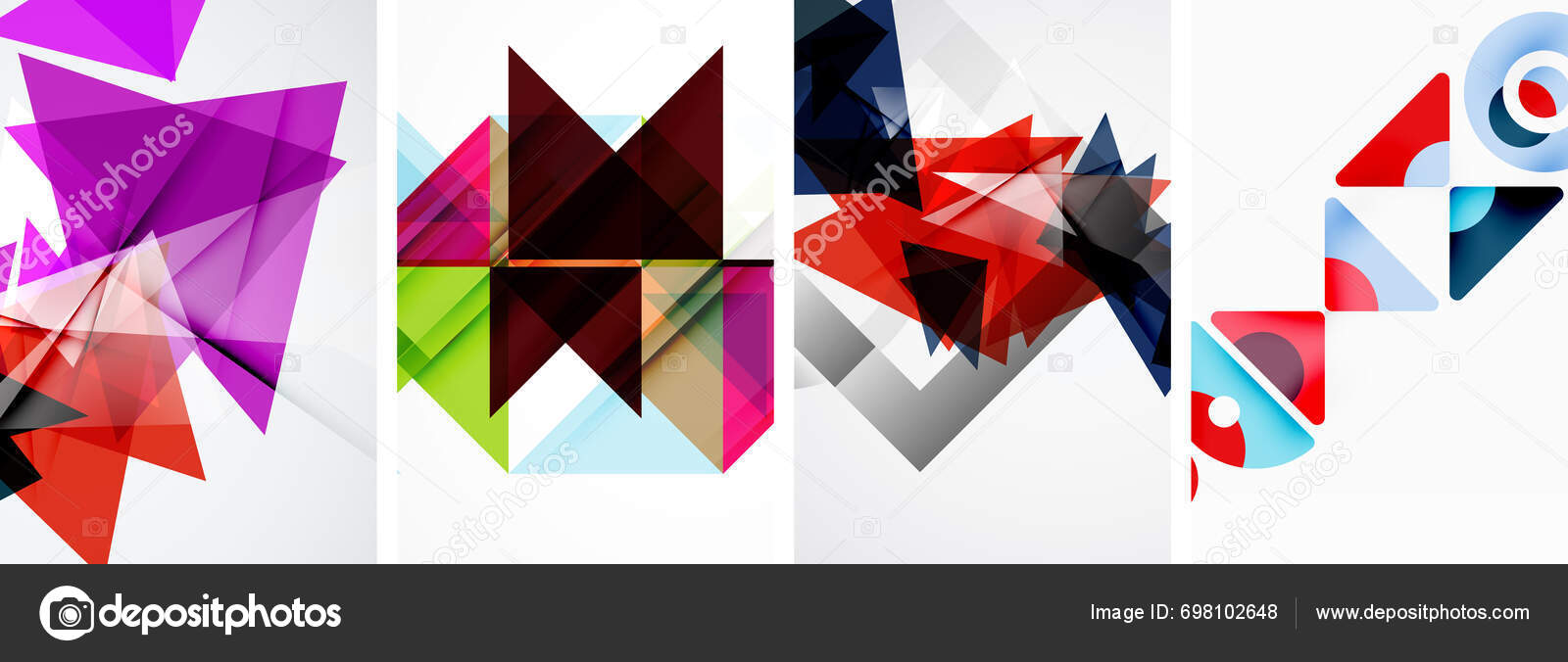 Set Colorful Triangle Poster Cover Template Backgrounds Vector ...