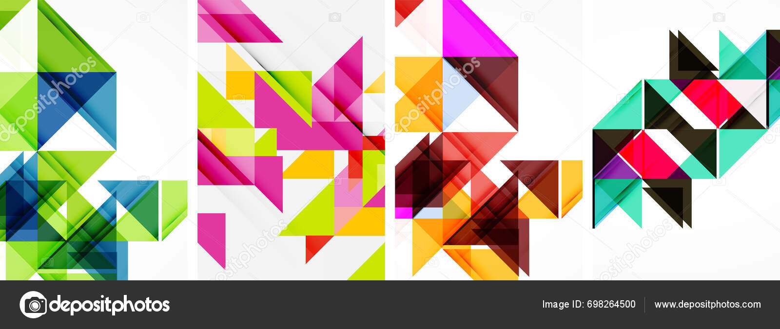Set Colorful Triangle Poster Cover Template Backgrounds Vector ...
