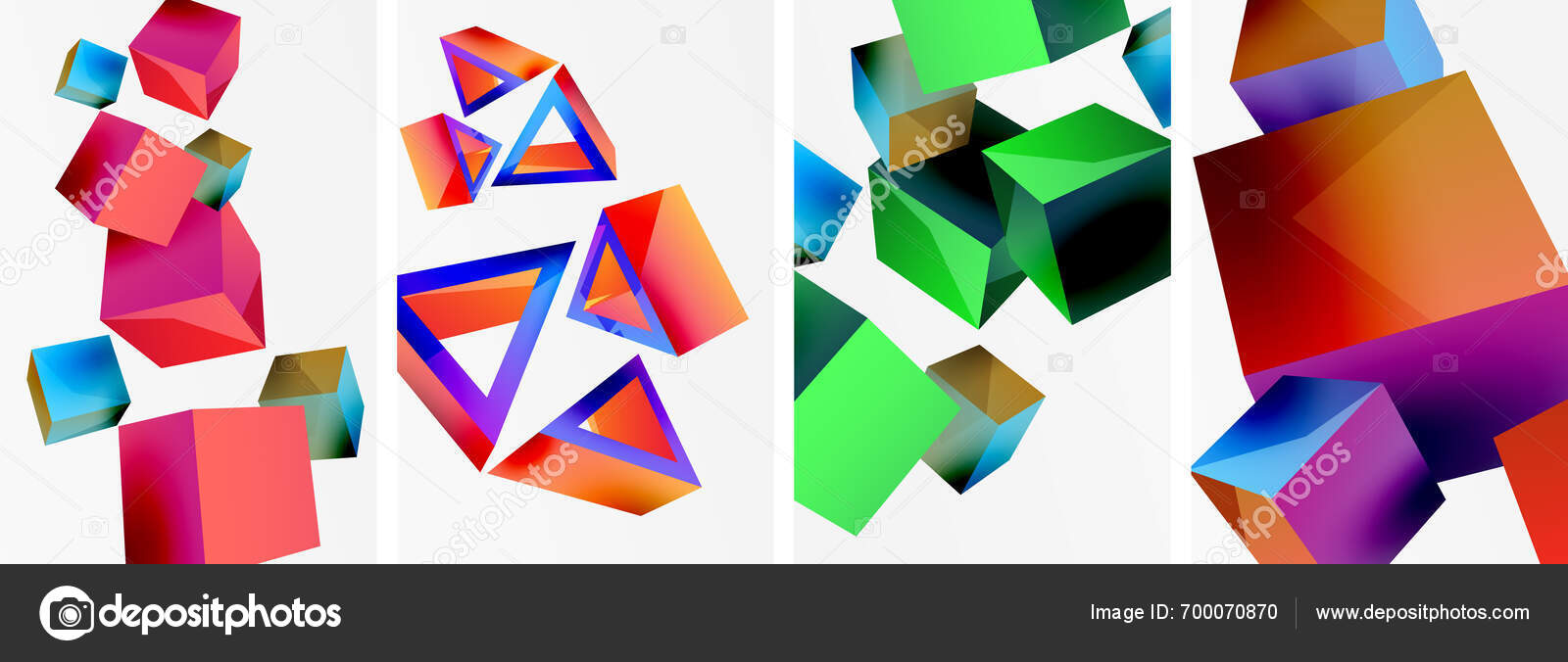 Flying Shapes Cubes Other Geometric Elements Background Design ...