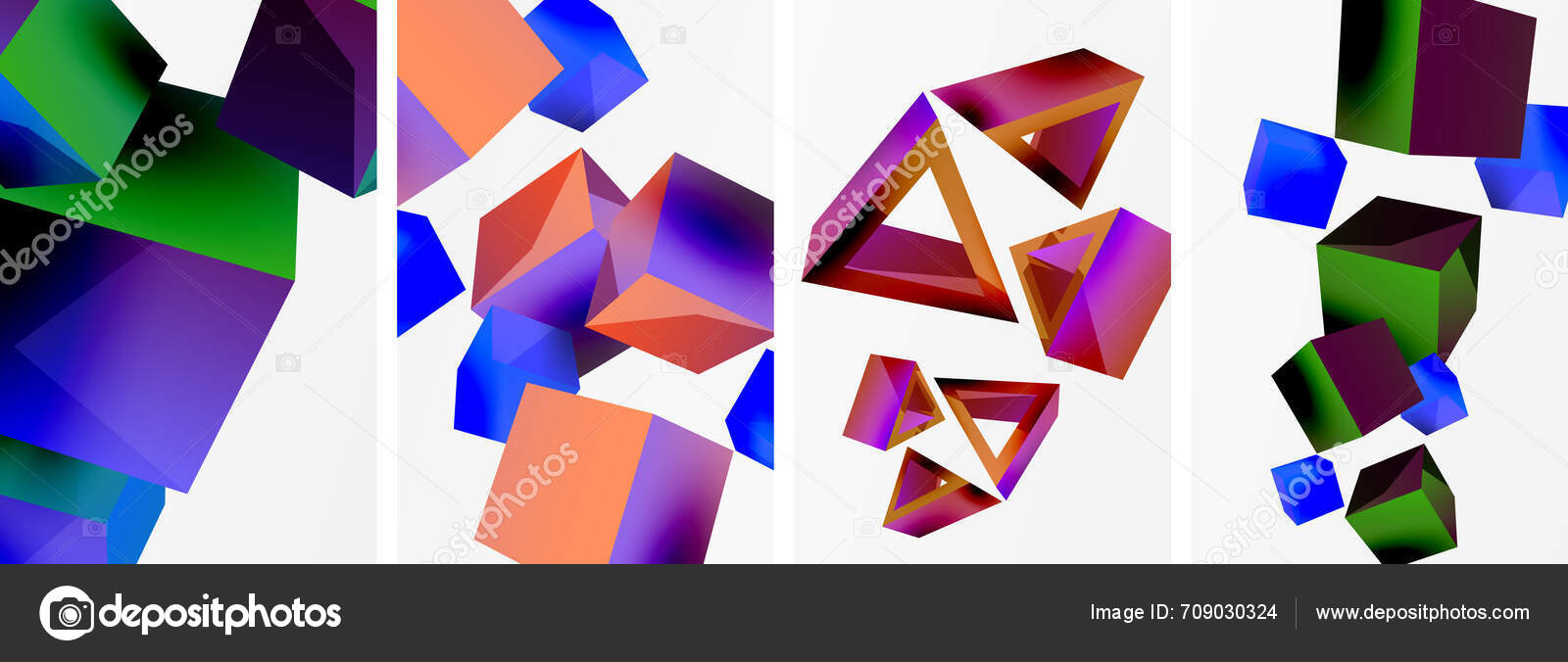 Flying Shapes Cubes Other Geometric Elements Background Design ...