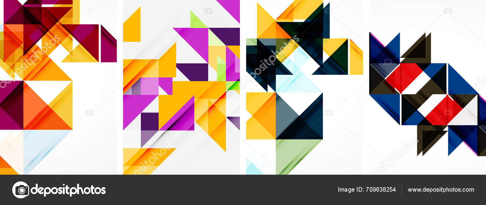 Triangle Poster Set Wallpaper Business Card Cover Poster Banner ...