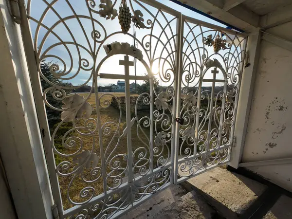 beautiful forged gates. Beautiful view of an old city architecture with ...